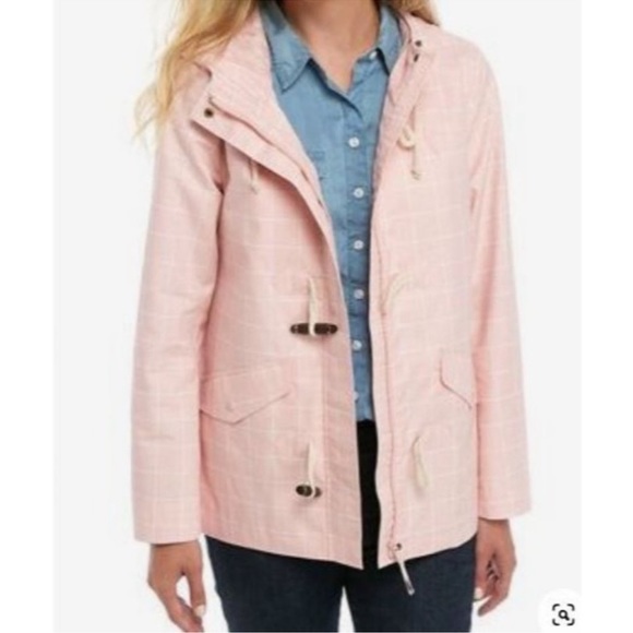 crown & ivy | Jackets & Coats | Crown Ivy Pink Plaid Parka Rain Coat ...
